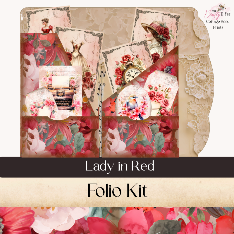 Lady in Red Folio Kit Digital Printables - The Crafty DIYer