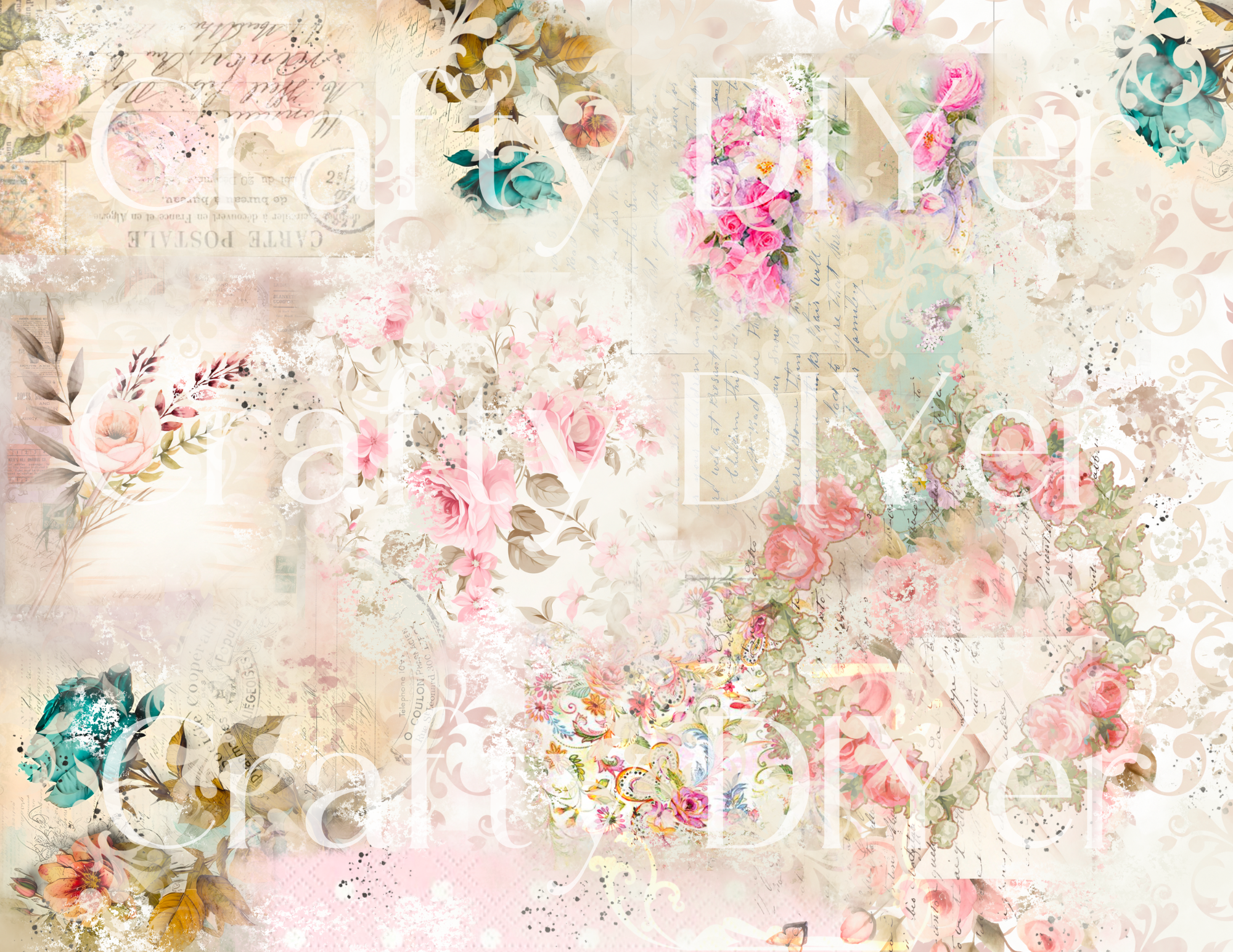 Shabby Pink Collage Digital Printables - The Crafty DIYer