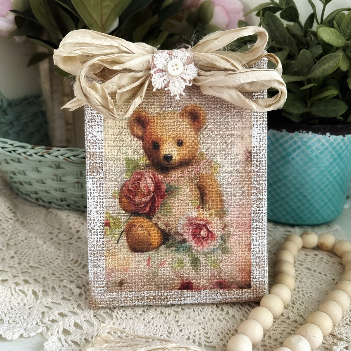 Teabag Paper with Shabby Bear Printable - The Crafty DIYer