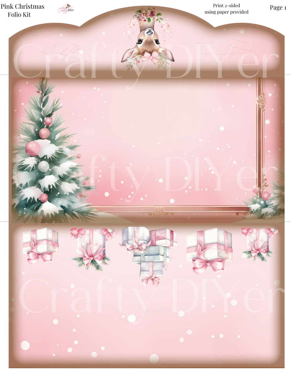 Pink Christmas Folio Kit Digital Printables - The Crafty DIYer