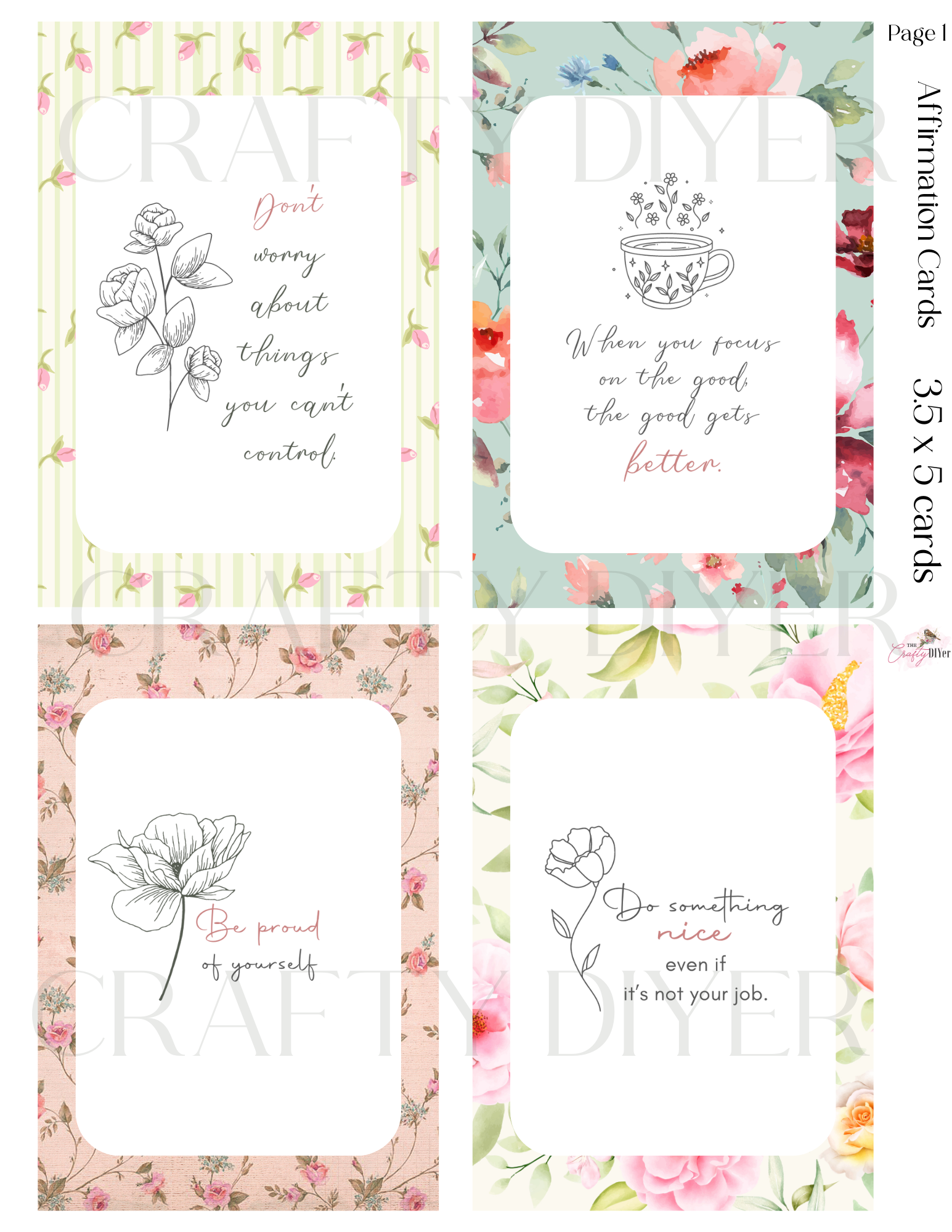 Affirmation Cards Digital Printables - The Crafty DIYer
