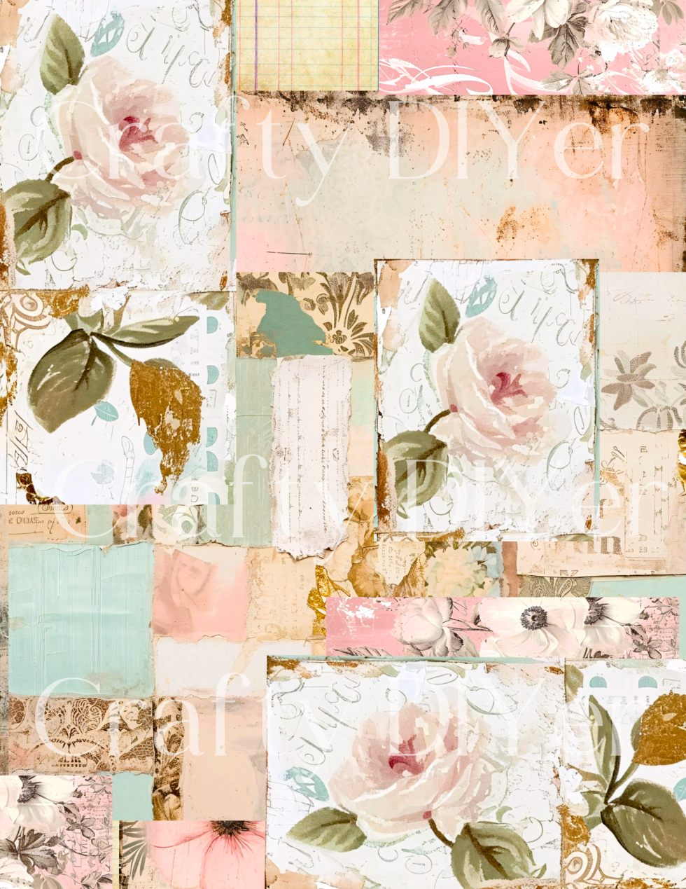 Scrapbook Paper Collage Digital Printables - The Crafty DIYer