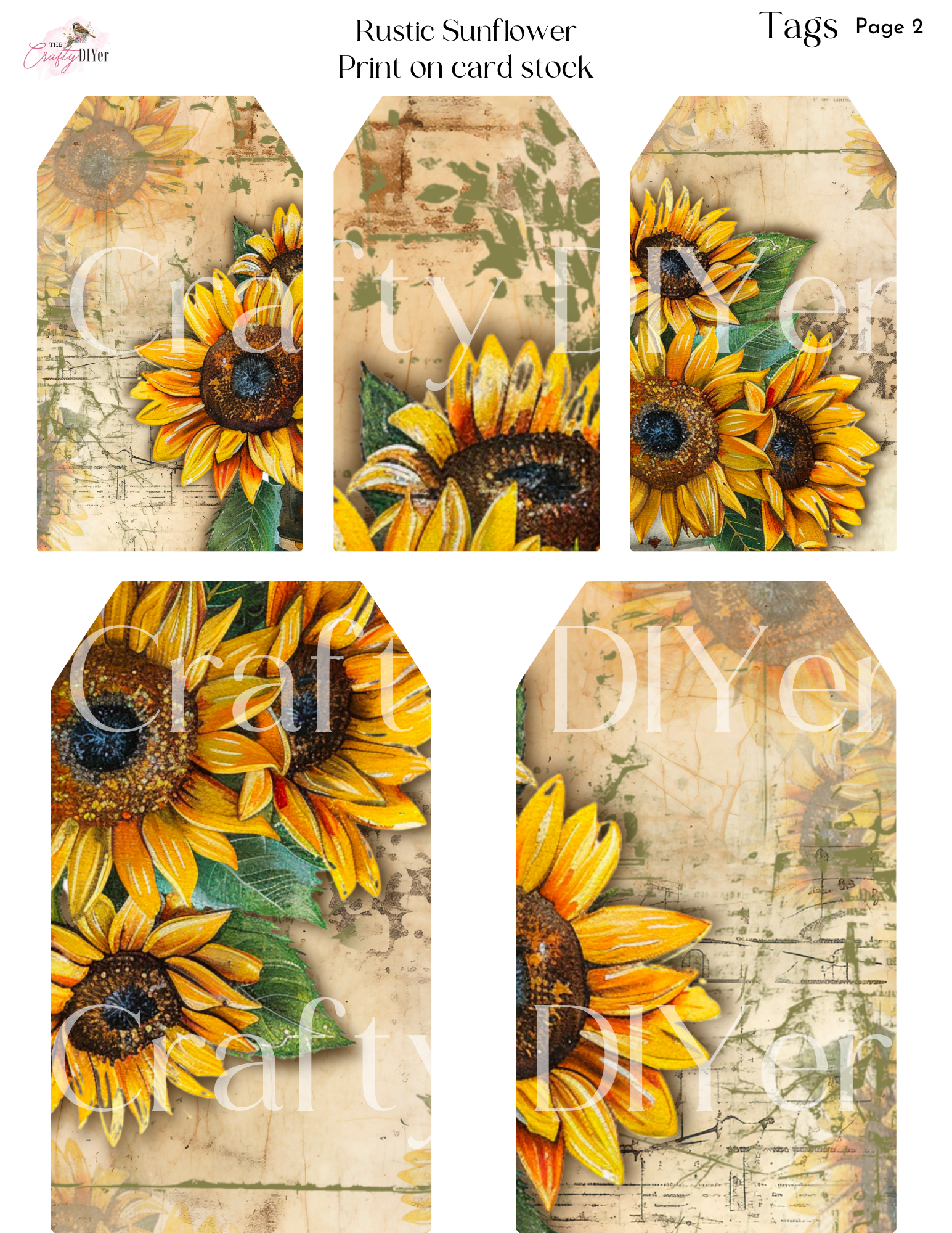 Rustic Sunflower Digital Printables - The Crafty DIYer