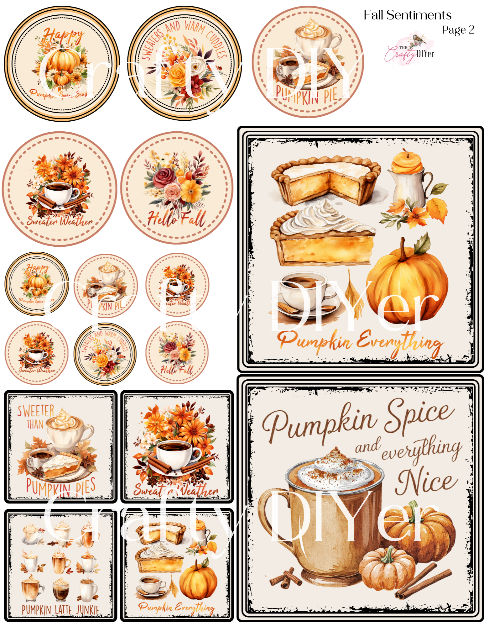 Fall Sentiments Digital Printables - The Crafty DIYer