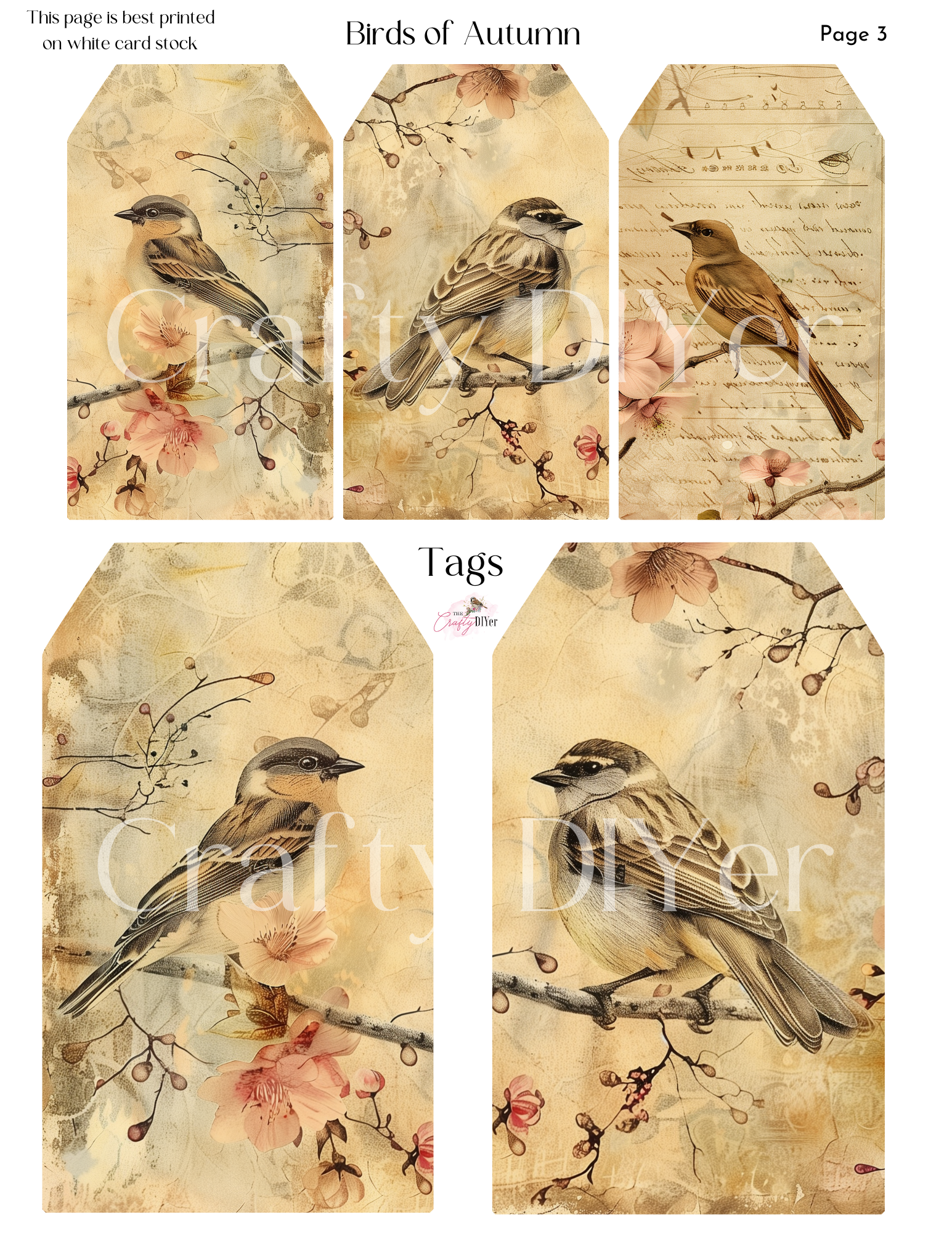 Birds of Autumn Digital Printables - The Crafty DIYer