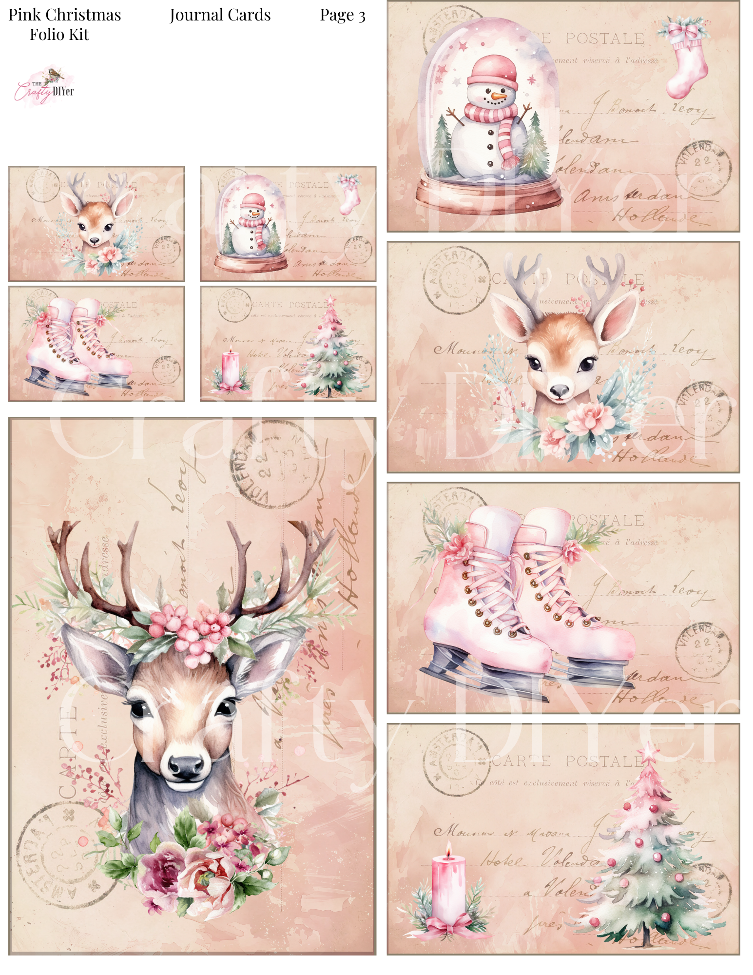 Pink Christmas Folio Kit Digital Printables - The Crafty DIYer