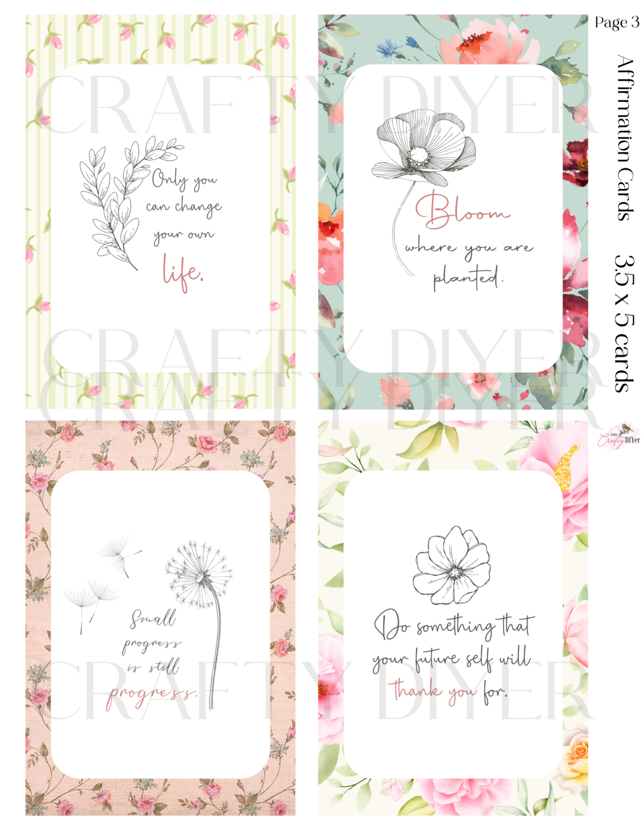 Affirmation Cards Digital Printables - The Crafty DIYer