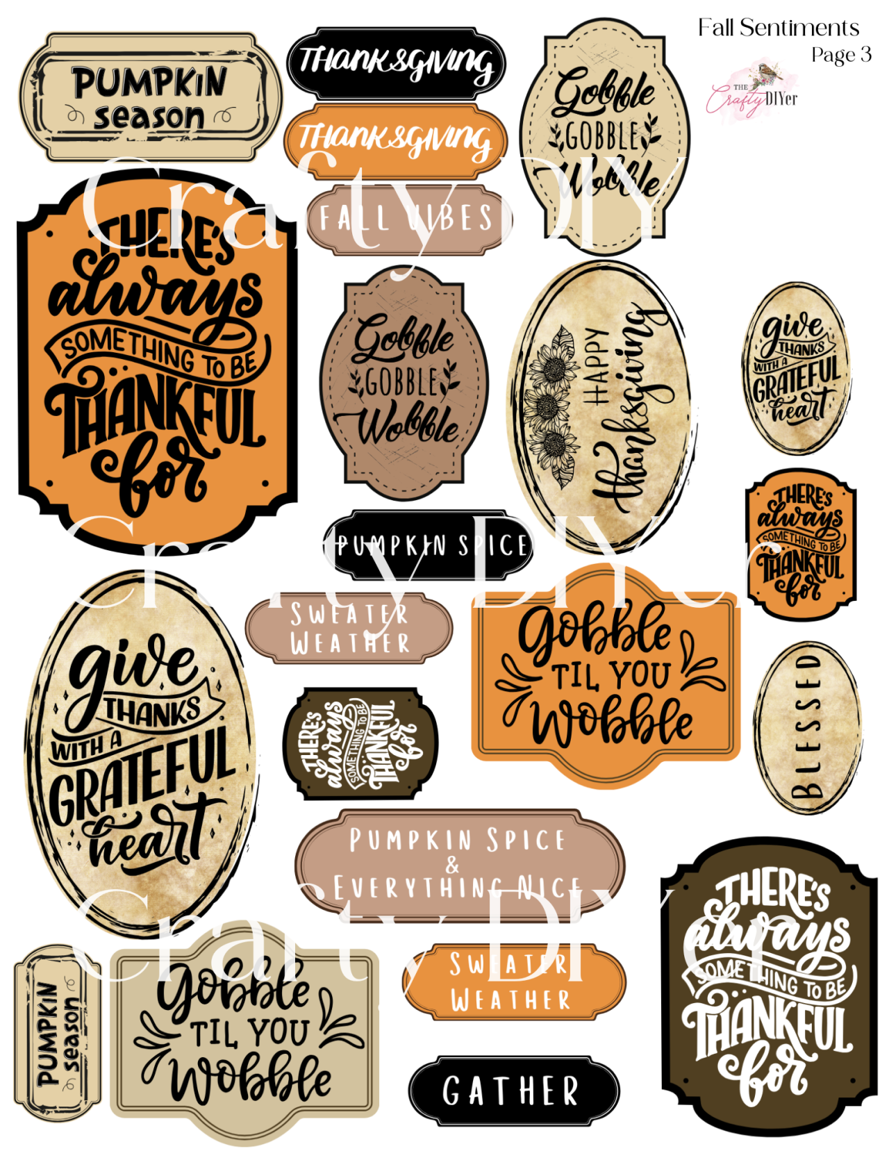 Fall Sentiments Digital Printables - The Crafty DIYer