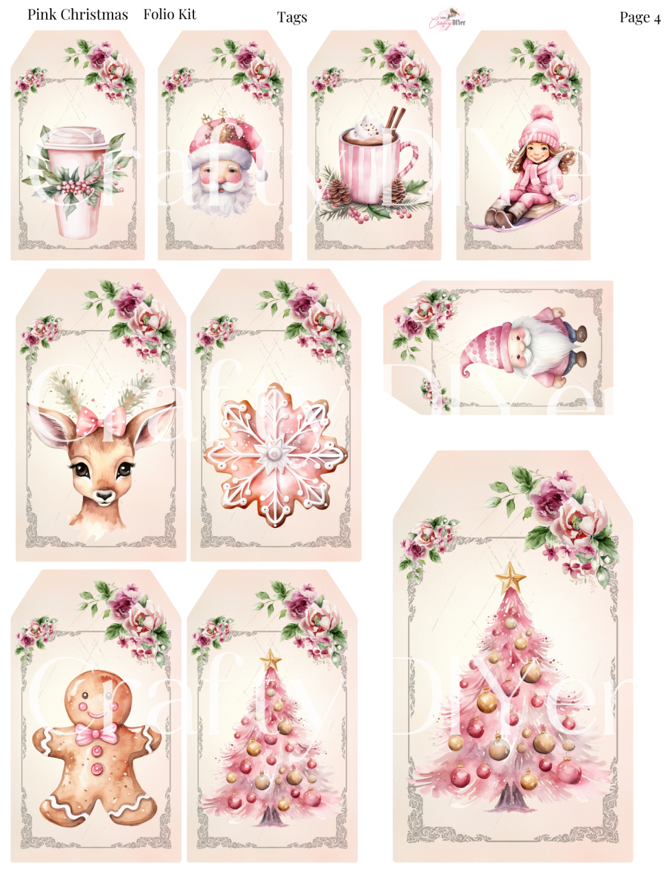 Pink Christmas Folio Kit Digital Printables - The Crafty DIYer