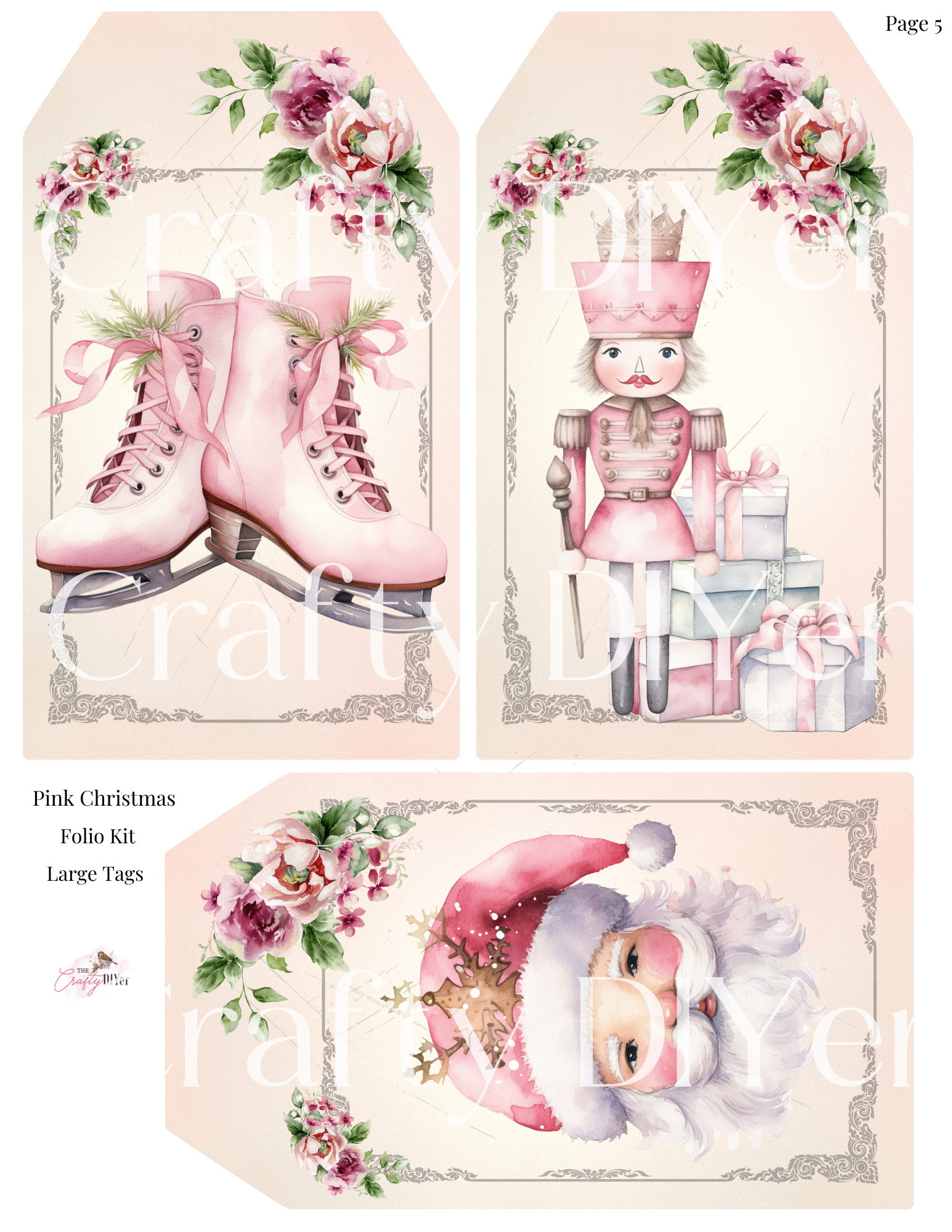 Pink Christmas Folio Kit Digital Printables - The Crafty DIYer
