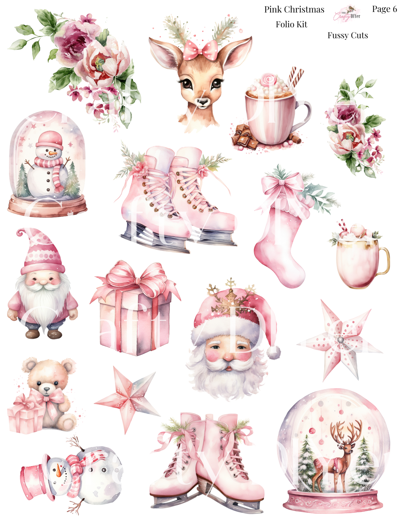 Pink Christmas Folio Kit Digital Printables - The Crafty DIYer