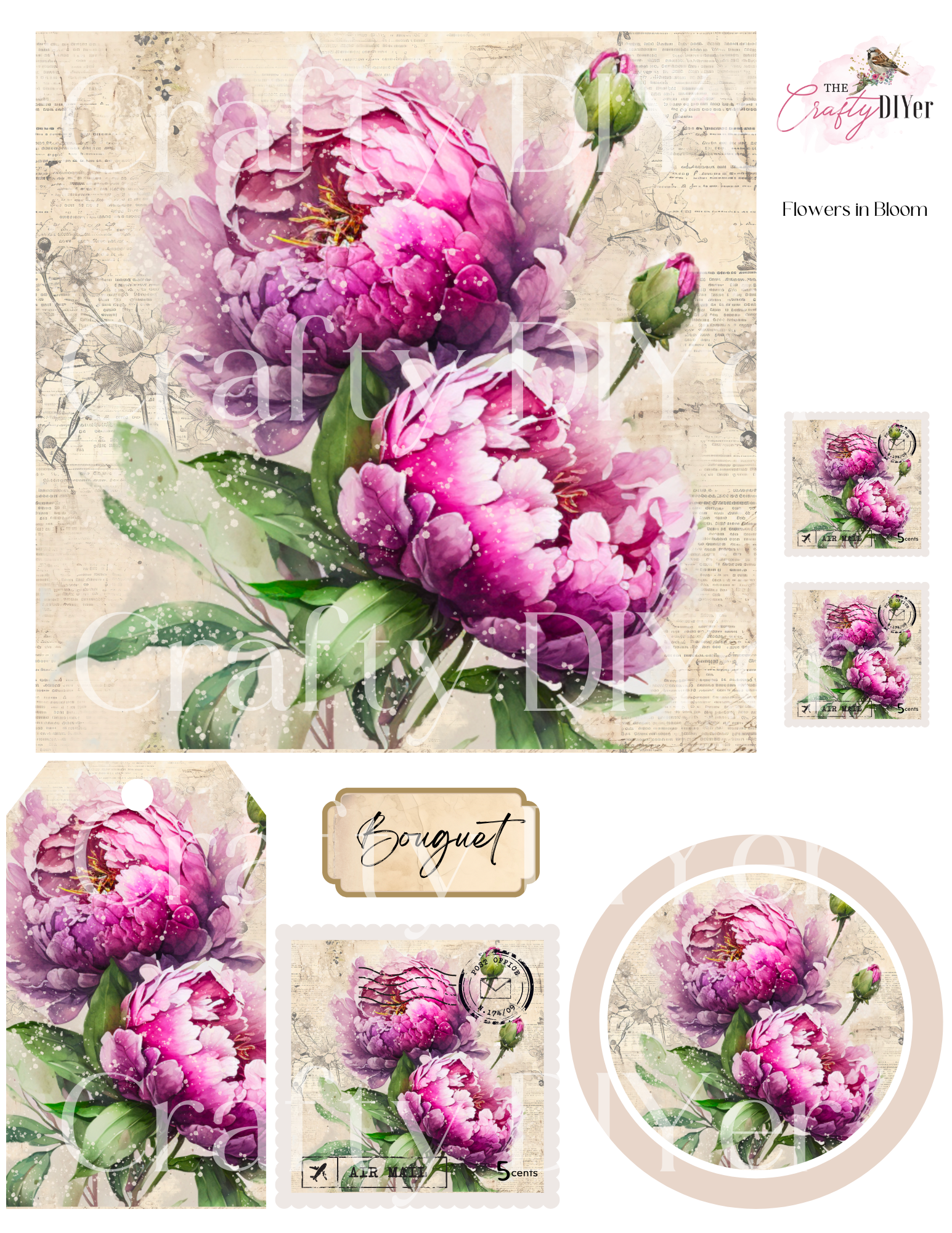 Flowers in Bloom Digital Printables - The Crafty DIYer