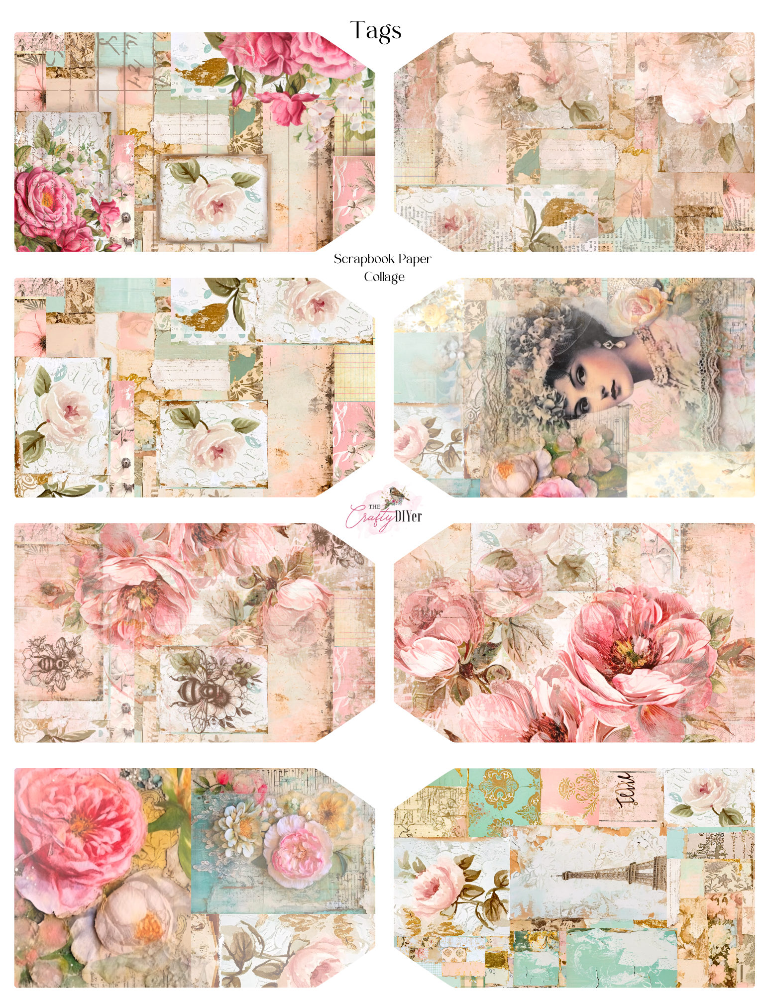Scrapbook Paper Collage Digital Printables - The Crafty DIYer