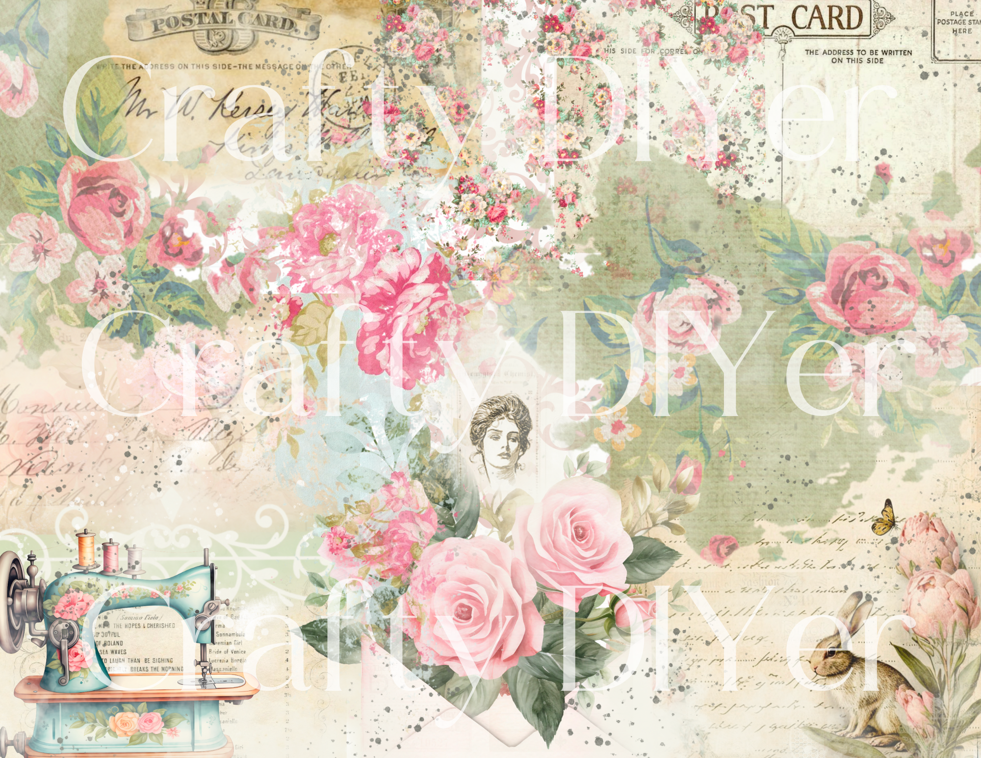 Shabby Pink Collage Digital Printables - The Crafty DIYer