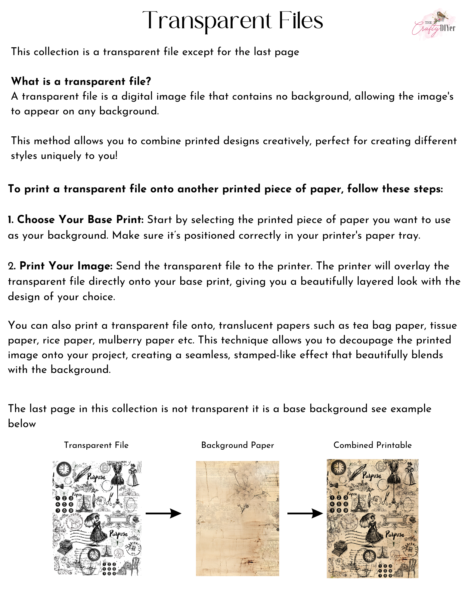Transparent Collage Digital Printables - The Crafty DIYer