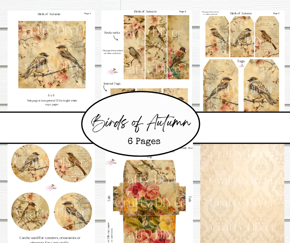 Birds of Autumn Digital Printables - The Crafty DIYer