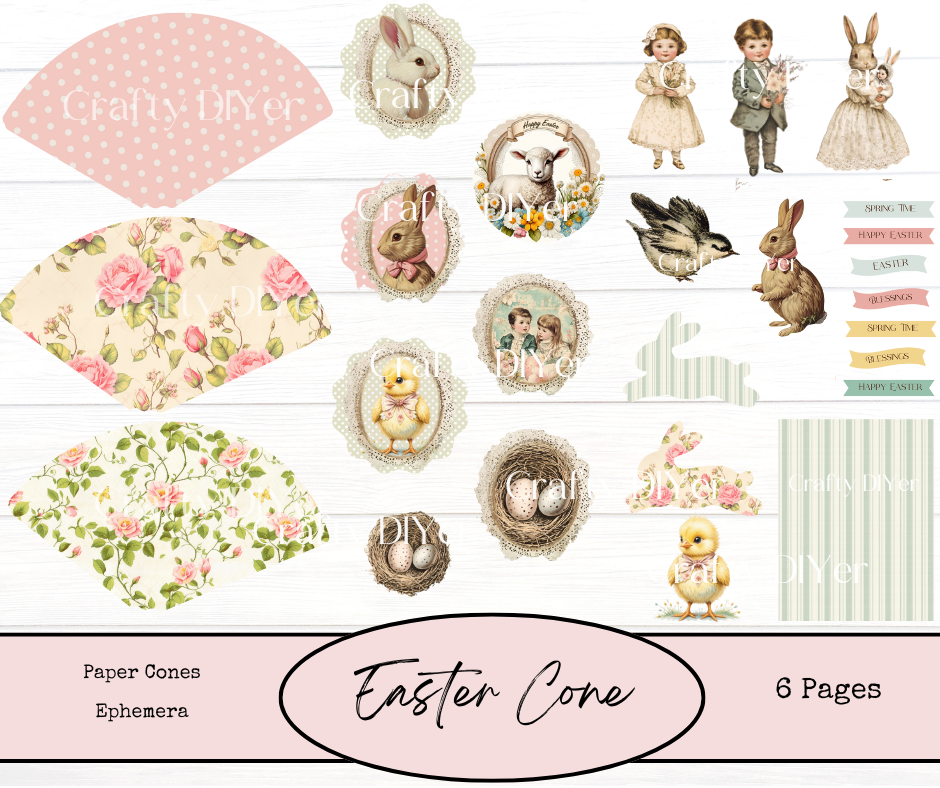 Easter Cone Digital Printables - The Crafty DIYer