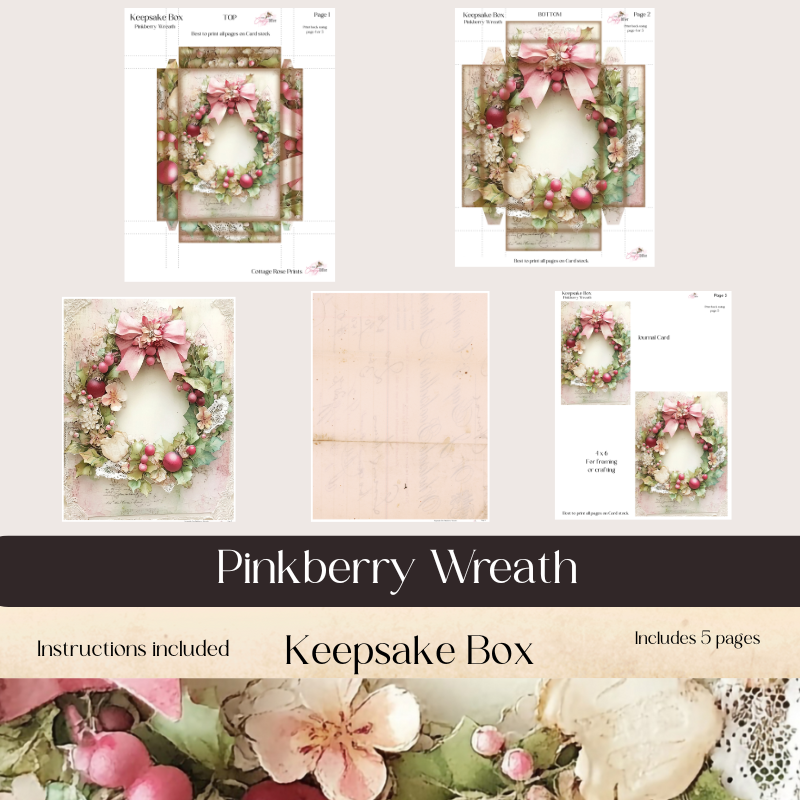 Pinkberry Wreath Keepsake Box Digital Printables - The Crafty DIYer