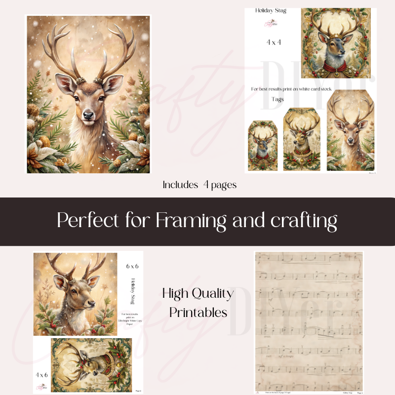 Holiday Stag Digital Printable - The Crafty DIYer