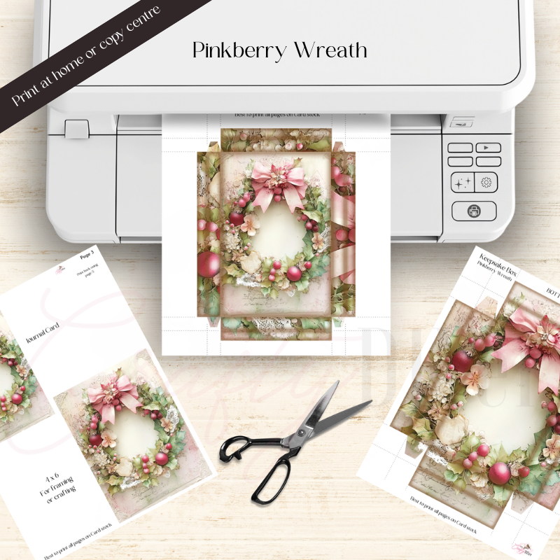 Pinkberry Wreath Keepsake Box Digital Printables - The Crafty DIYer