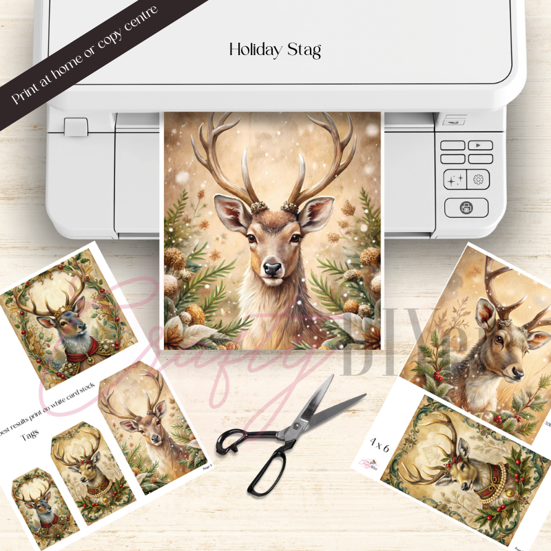 Holiday Stag Digital Printable - The Crafty DIYer